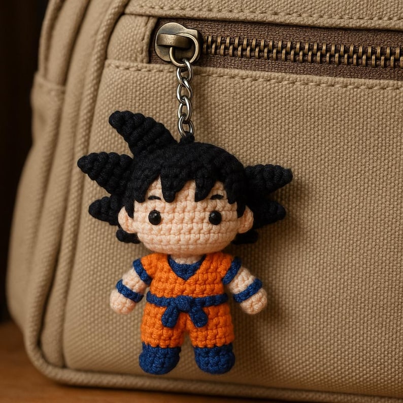 Amigurumi Goku Keychain Pattern – Crochet Anime Doll PDF Tutorial ...