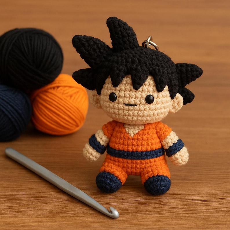 Amigurumi Goku Keychain Pattern – Crochet Anime Doll PDF Tutorial ...