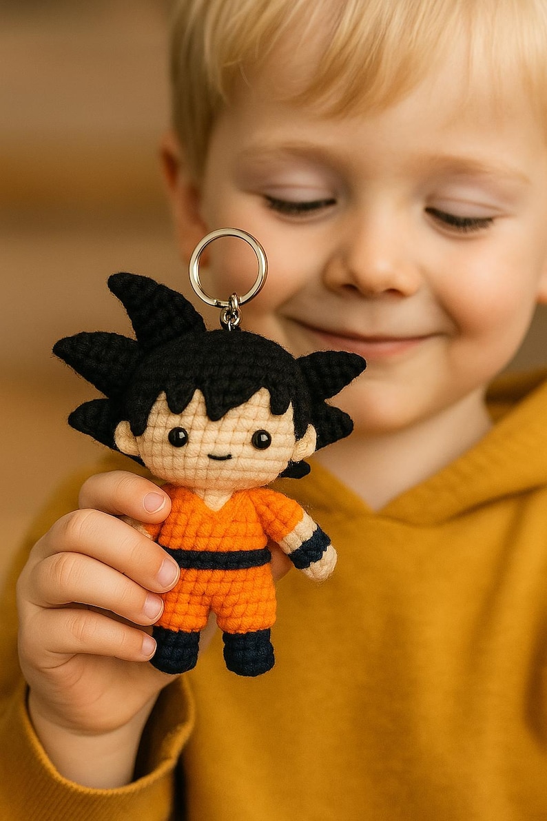 Amigurumi Goku Keychain Pattern – Crochet Anime Doll PDF Tutorial ...