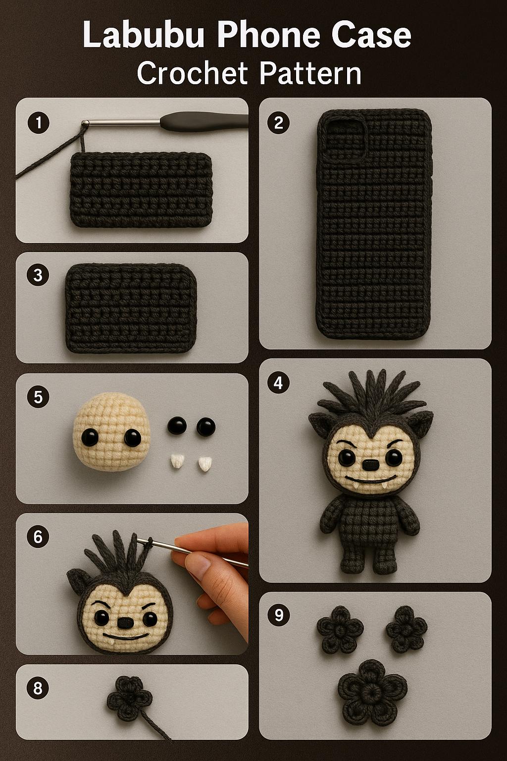 Gothic Labubu Crochet Phone Case Pattern PDF - PNG | Dark Aesthetic ...
