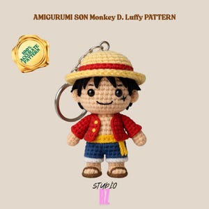 Amigurumi Luffy Keychain Pattern – One Piece Crochet Doll PDF – Monkey ...