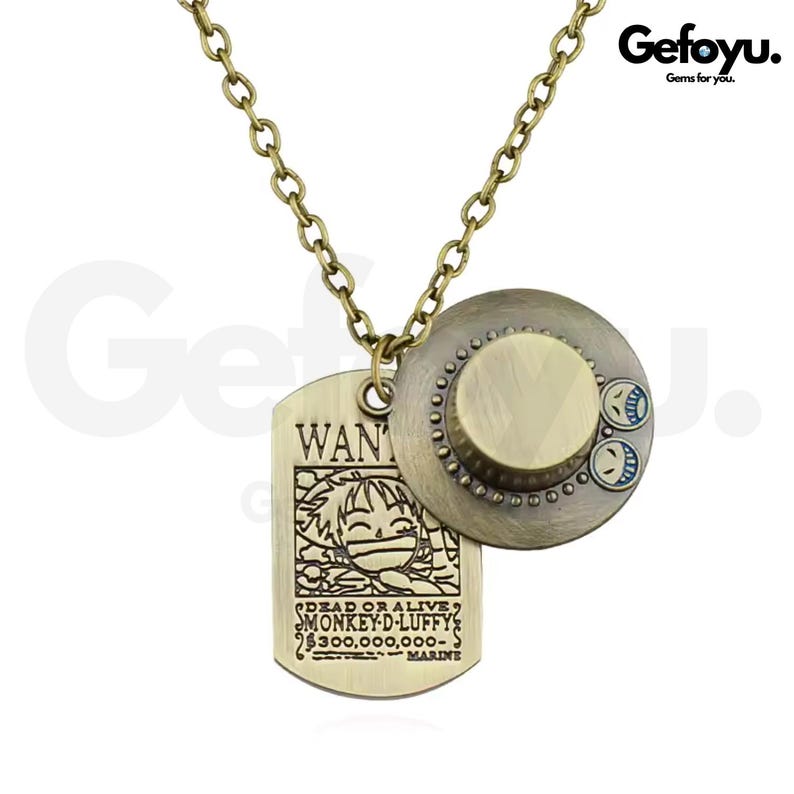 One Piece Necklace – Monkey D. Luffy & Ace Straw Hat Necklace – Anime ...
