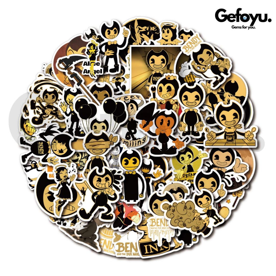 Bendy Ink Machine Sticker Set – 50 Retro Horror Cartoon Stickers ...