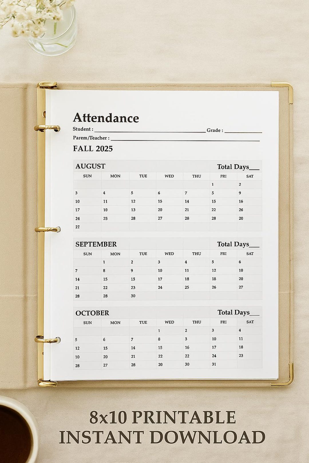 Homeschool Attendance Calendar Printable - Etsy