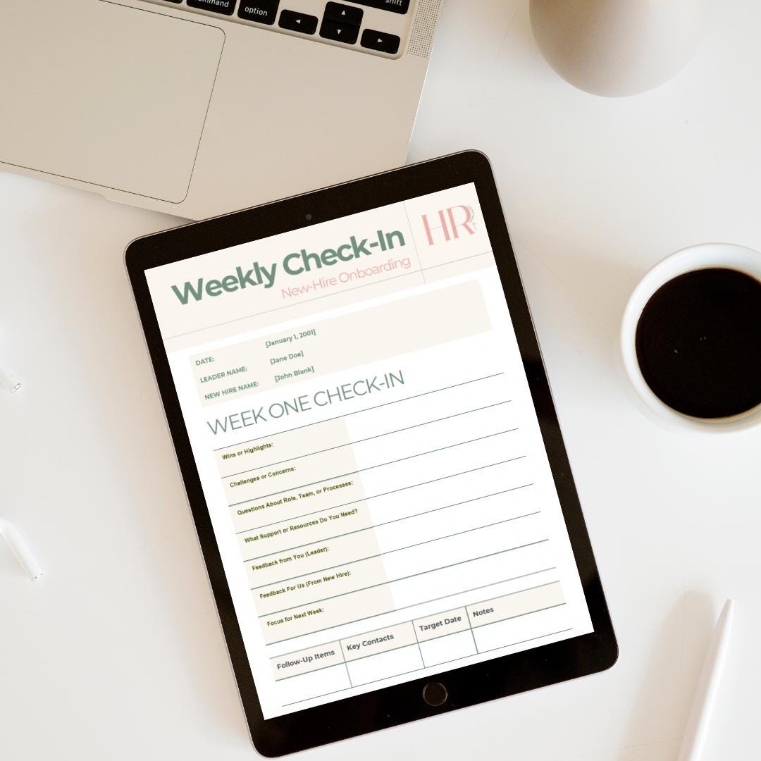 HR New Hire Weekly Check-in Template | HR Onboarding Printable ...