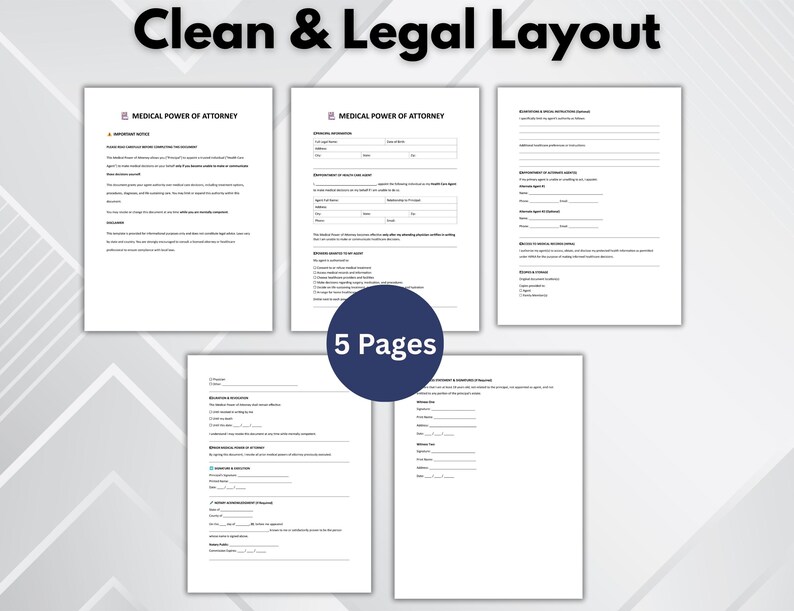 Medical Power of Attorney Template | Editable Healthcare POA Form ...