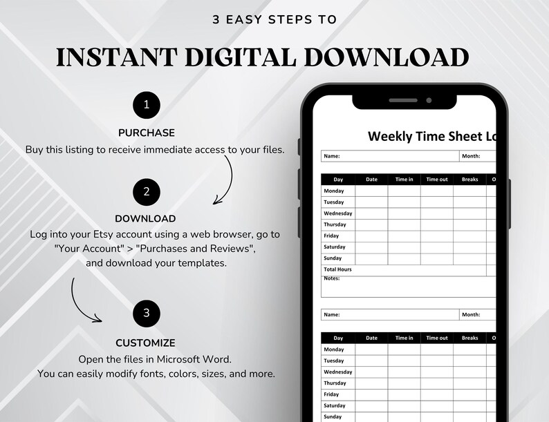 Printable Weekly Employee Time Sheet Log | Time Spent Tracker PDF ...