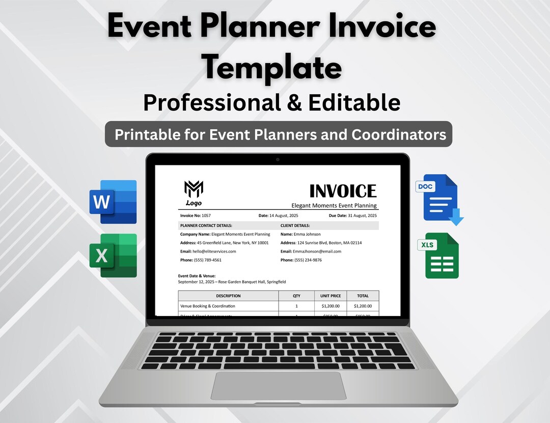 Event Planning Invoice Template | Wedding & Catering Invoice | Editable ...