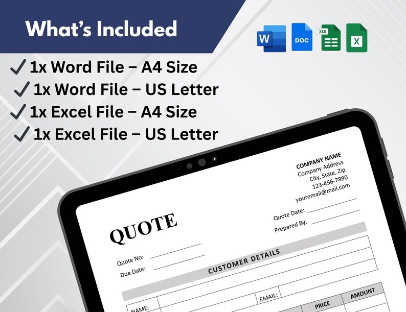 Printable Quote Template. Quote Form. Job Proposal. Price Estimate for ...