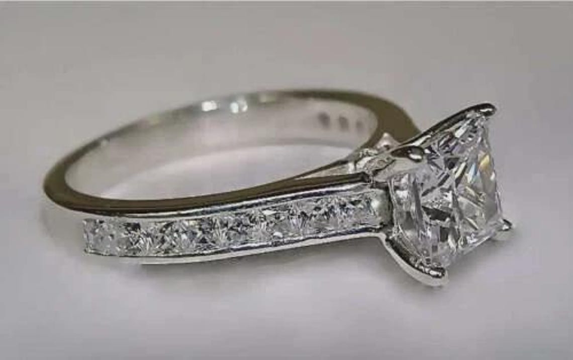 2.50ct Princess Cut Lab-created Diamond Solitaire Engagement Ring in ...