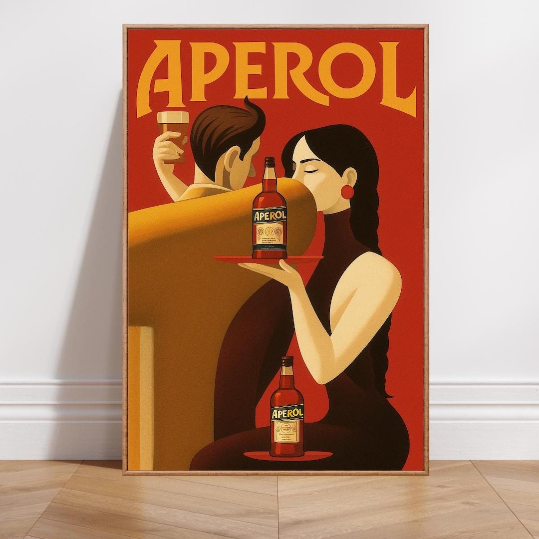 Aperol Inspired Poster | Retro Aperitivo Couple Print | Vintage Italian ...