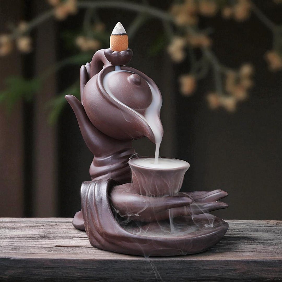 Teapot Backflow Incense Burner: Ceramic Waterfall Smoke Holder for ...