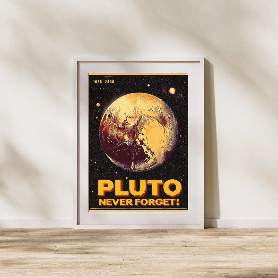 Retro Pluto Poster: Funny Space Art for Astronomy Lovers (digital ...