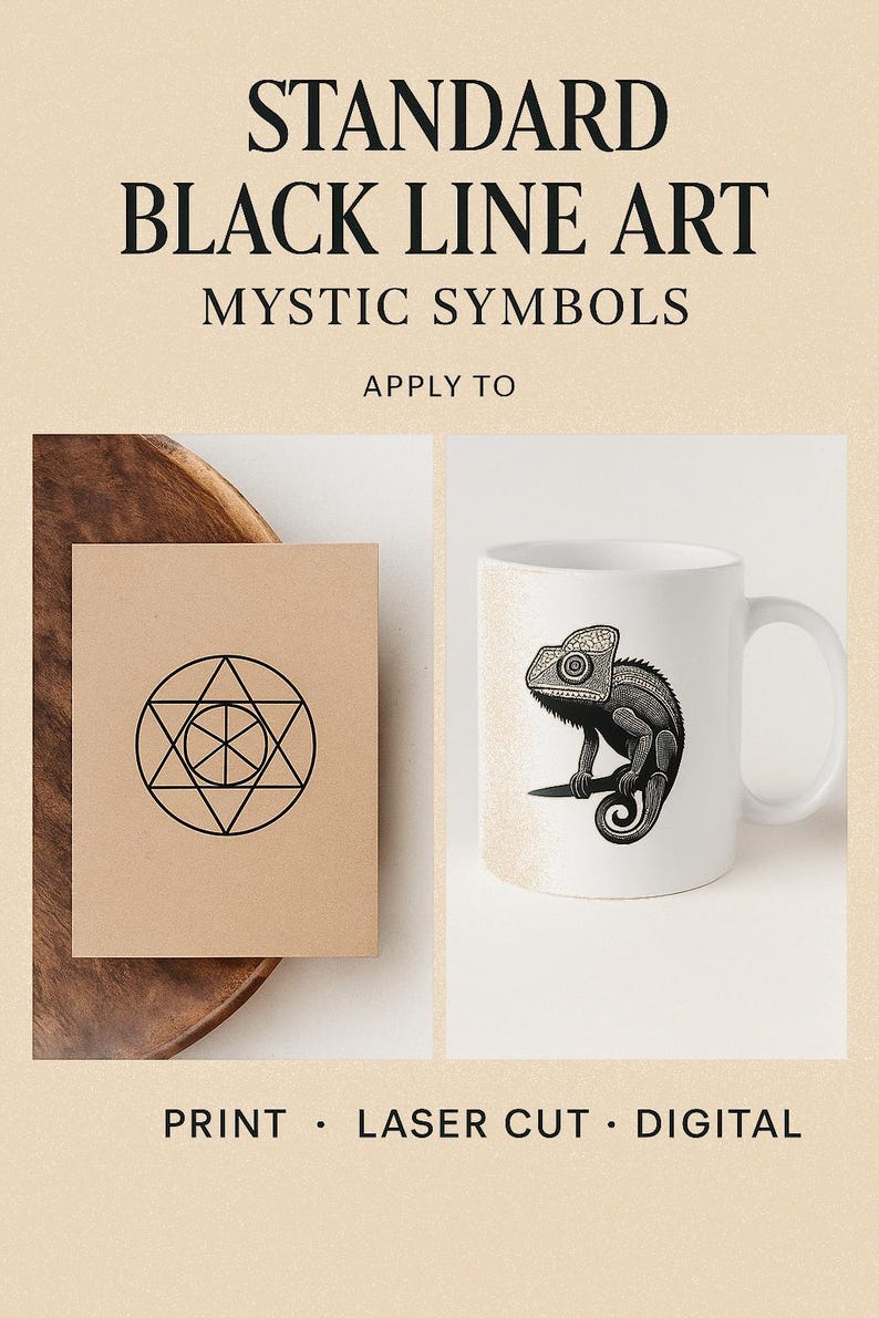 120 Mystic Symbols Clipart – Tattoo-inspired Black Line Icons | 8 ...