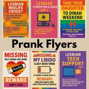 Funny Lesbian Prank Flyers: Retro LGBTQ+ Humor Posters (digital ...