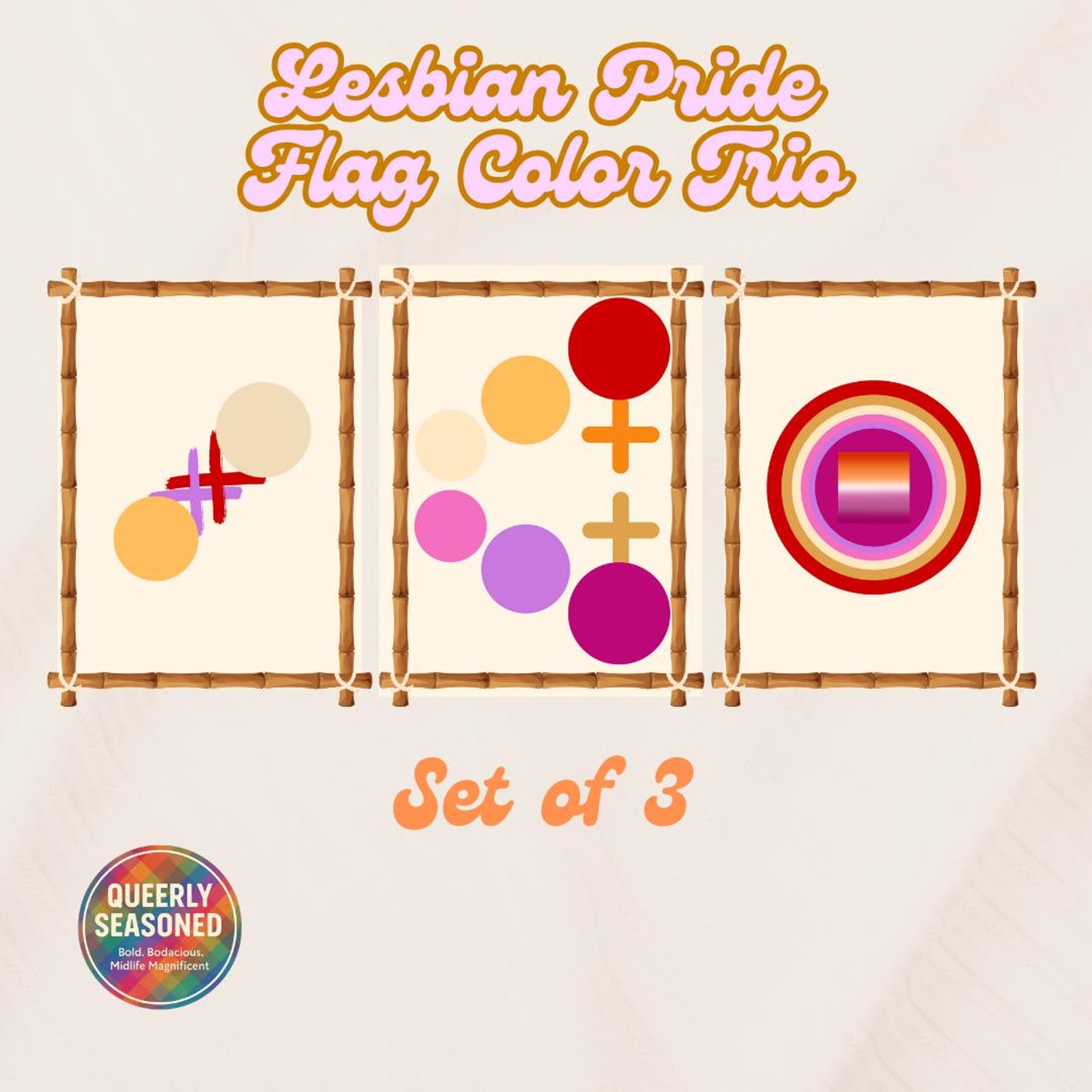 Lesbian Pride Flag Art Trio: Abstract LGBTQ+ Minimalist Prints (digital ...