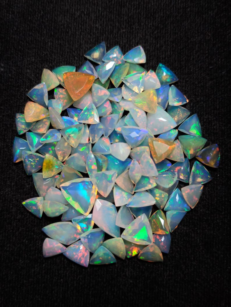 25 Cts Faceted Ethiopian Opal Gemstone Lot • Rainbow Fire Welo Opal - Etsy
