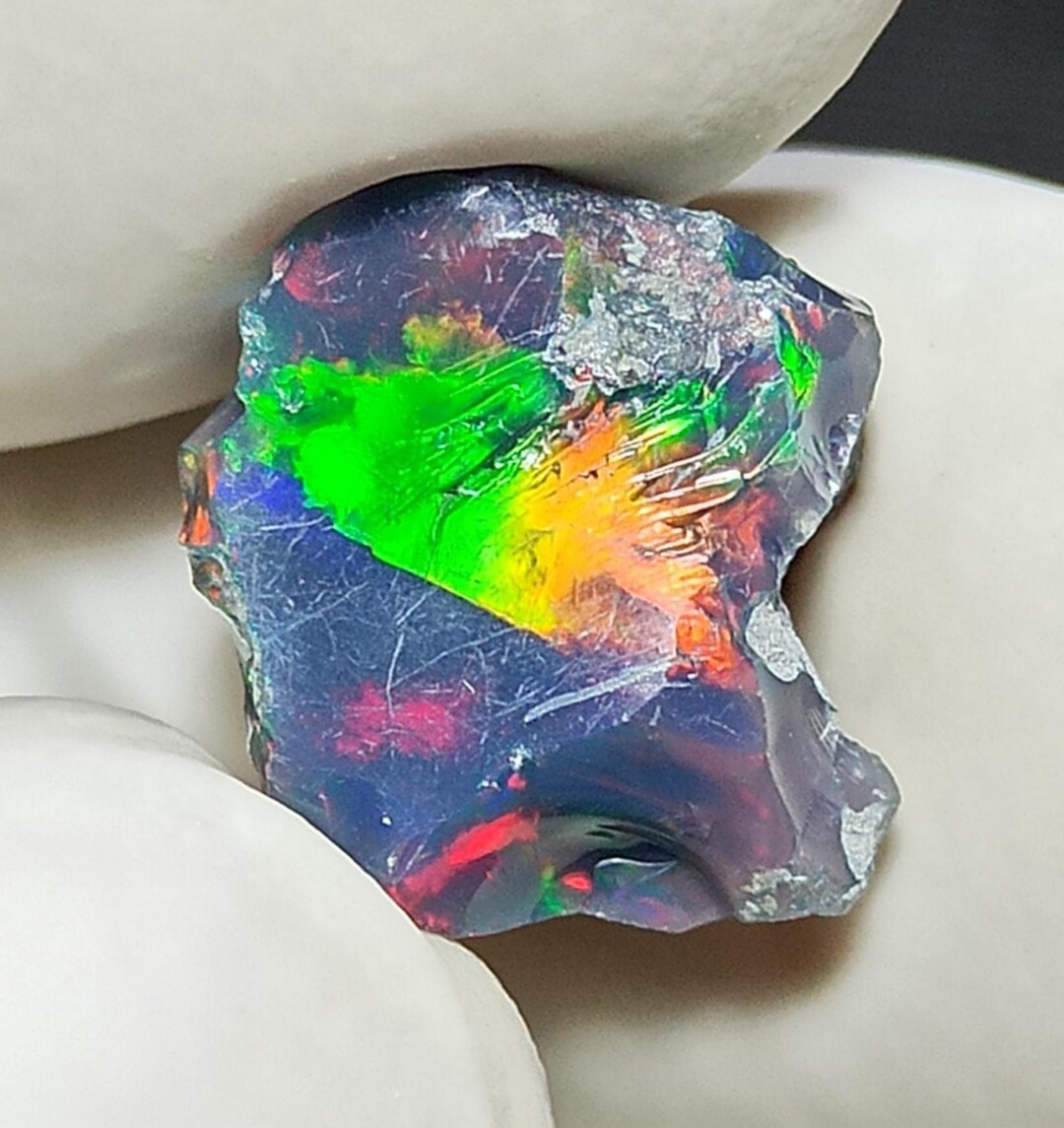 4.10 Cts, Dyed Ethiopian Black Opal Rough: Raw Gemstone ( 14x13x7.5 MM ...