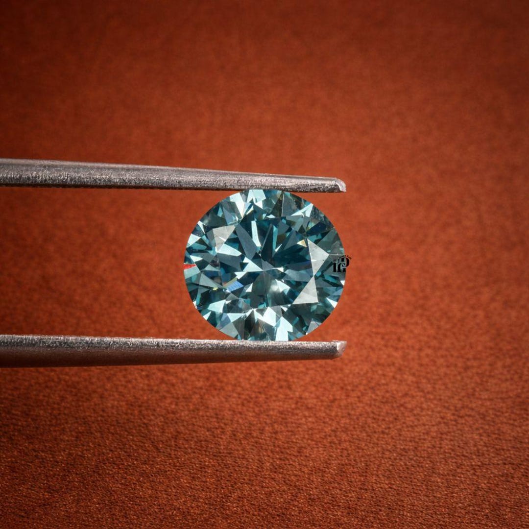 2.50 CT Round Cut Lab Grown Blue Diamond: Loose CVD Gemstone Blue Color ...