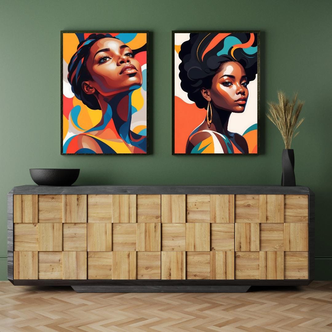 Printable Abstract Black Women Wall Art – Set of 6 Digital Downloads - Etsy