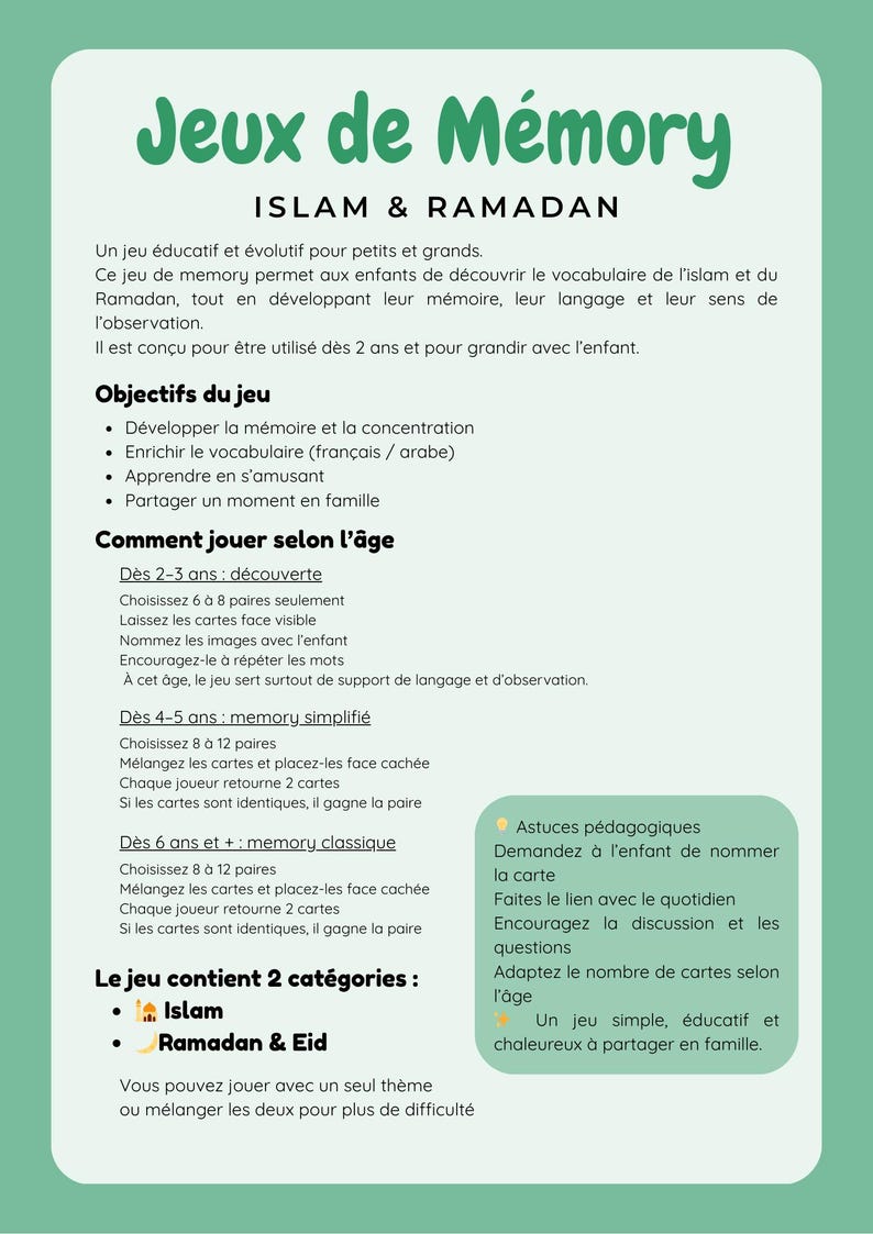 Printable Islamic Memory Game – Educational Activity for Muslim ...