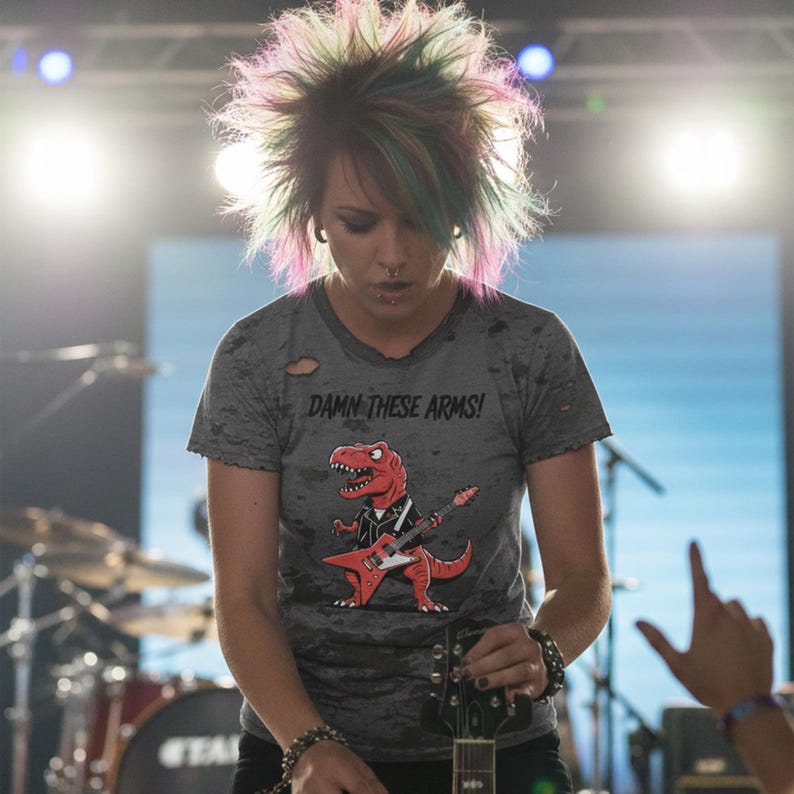 Punk Rock T-rex PNG, Funny Dinosaur Playing Guitar Shirt Design, Heavy ...