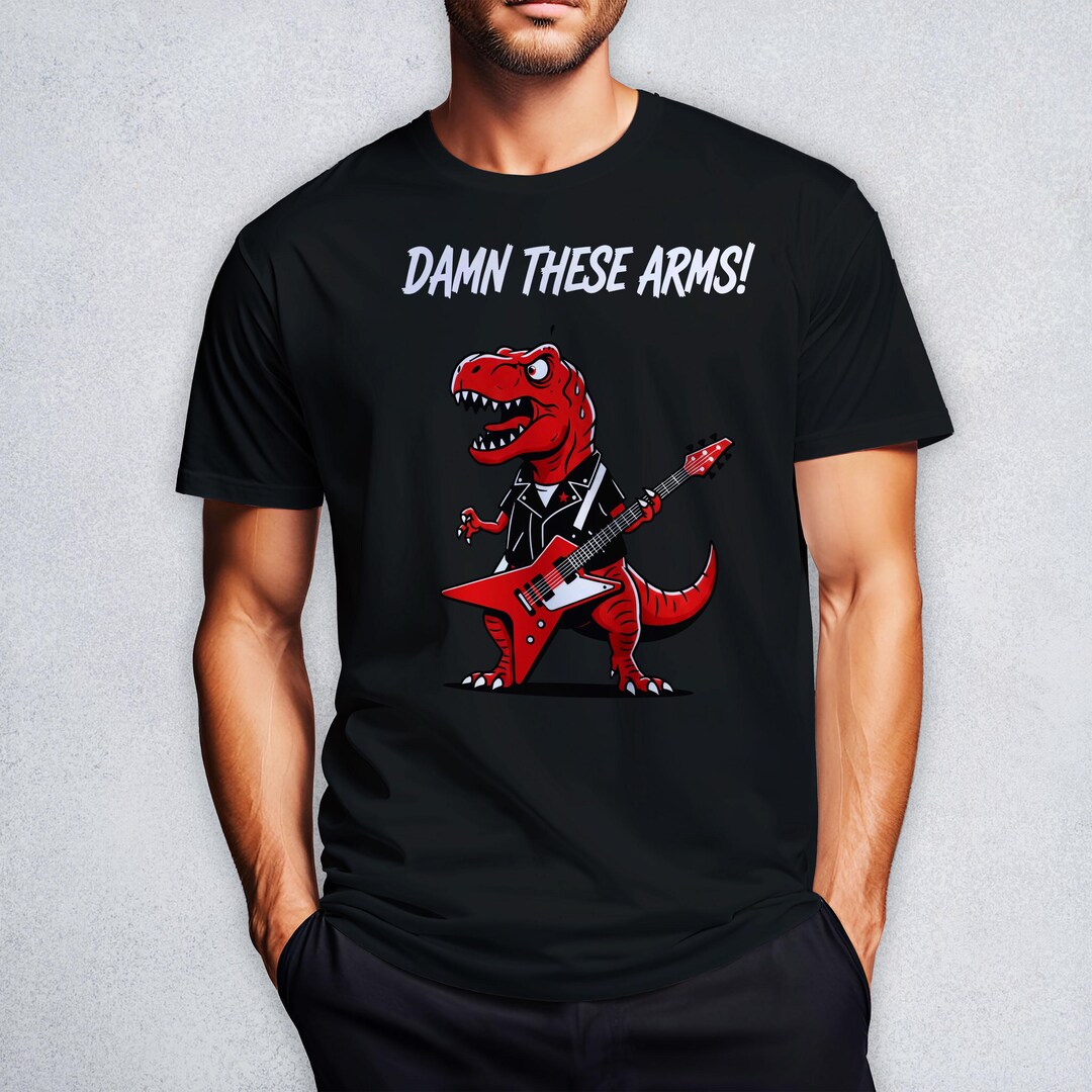 Punk Rock T-rex PNG, Funny Dinosaur Playing Guitar Shirt Design, Heavy ...