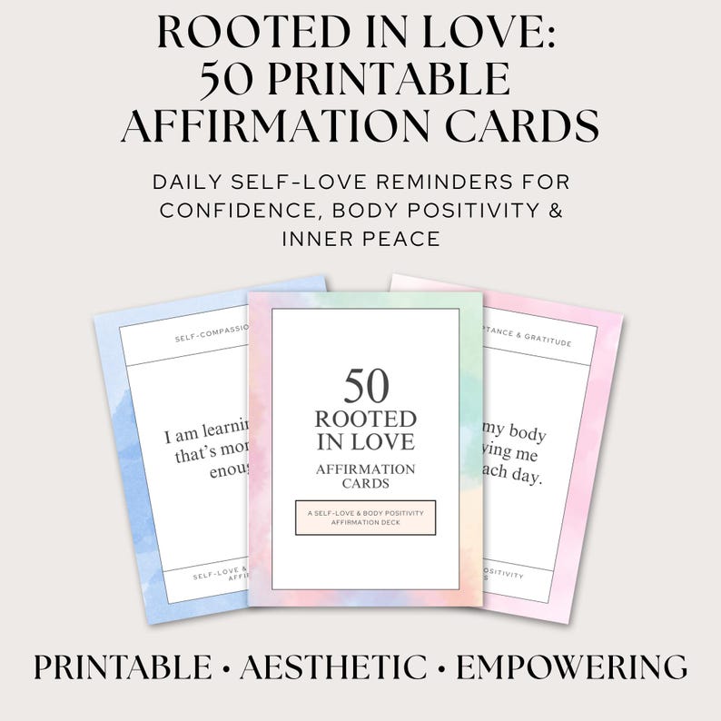 Self-love Affirmation Cards: Printable Daily Motivation (PDF Download 8 ...
