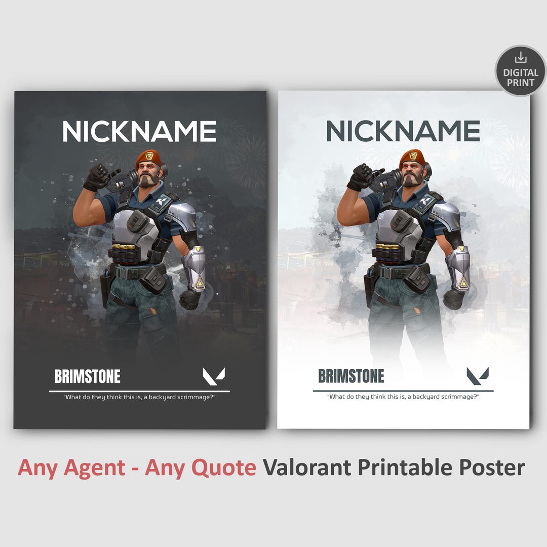 Personalized Valorant Agent Poster, Custom Quote Gaming Decor (digital ...