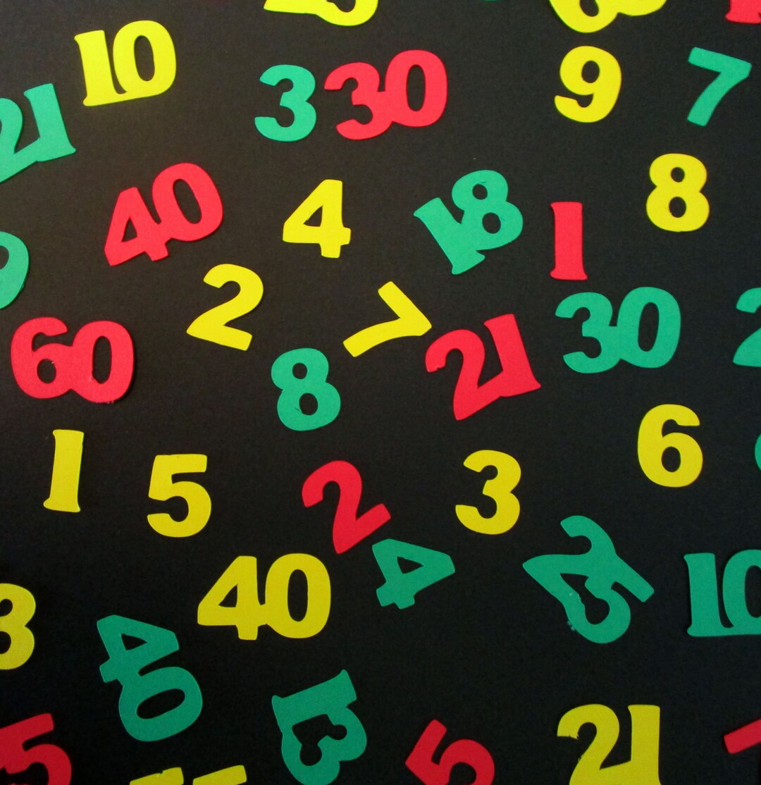 Number Confetti, Customized Birthday Party Table Decorations, Color ...