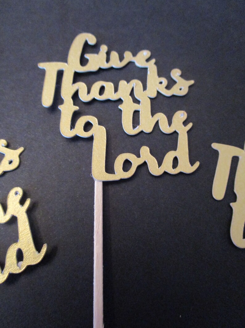 Give Thanks Topper Die Cut Set of 12 Thanksgiving Party - Etsy