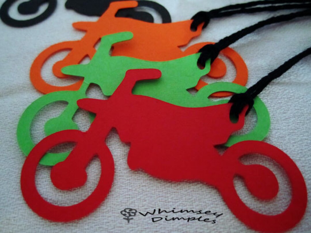 Dirt Bike Tags Motorbike Die Cut, Party Favor Boys Motocross Birthday ...