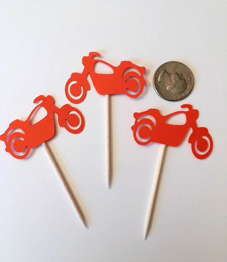 Motorcycle Cupcake Topper Set of 12 Party Favor Motor Bike | Etsy