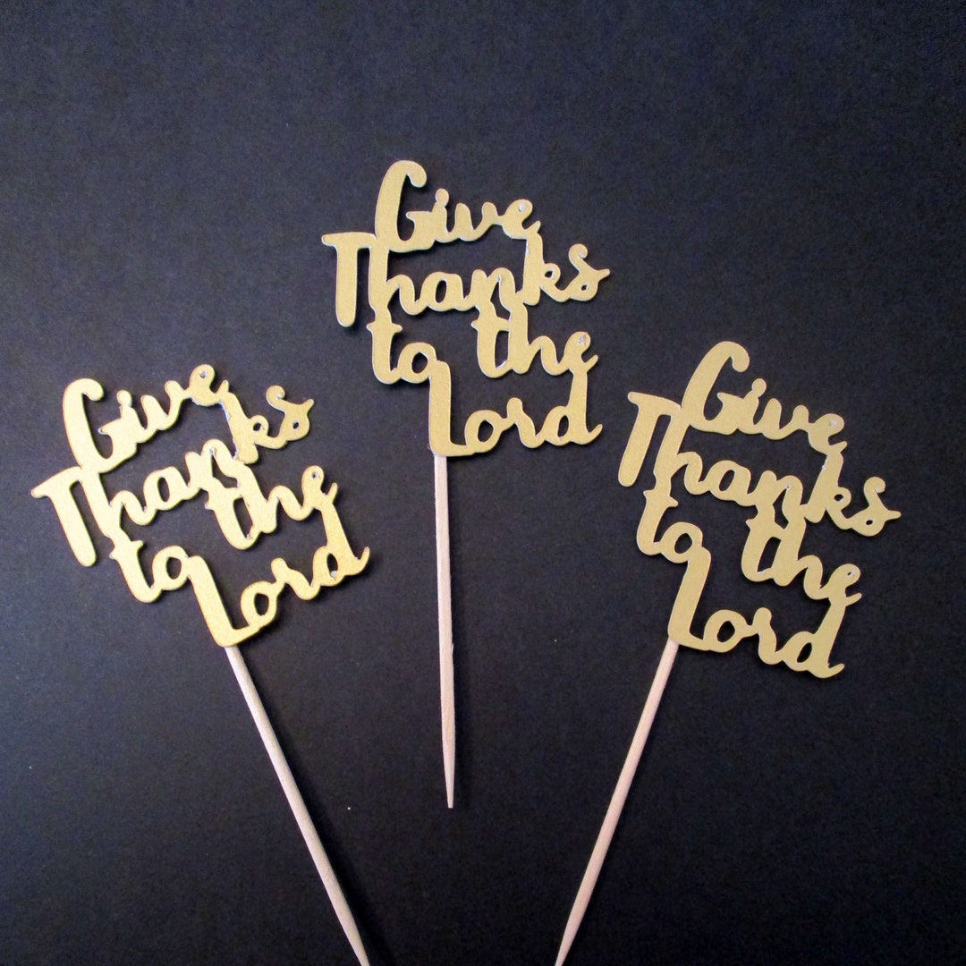 Give Thanks Topper Die Cut Set of 12 Thanksgiving Party - Etsy