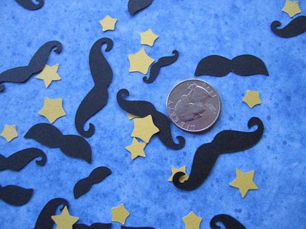 Mustache and Stars Confetti Party Decor Mario Brothers Kids | Etsy