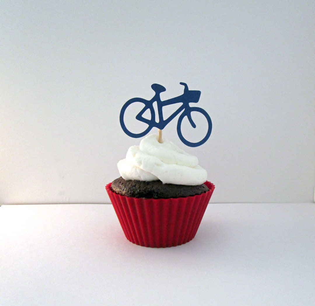 Bicycle Cupcake Toppers, Biking Party Decor (set of 12) - Etsy