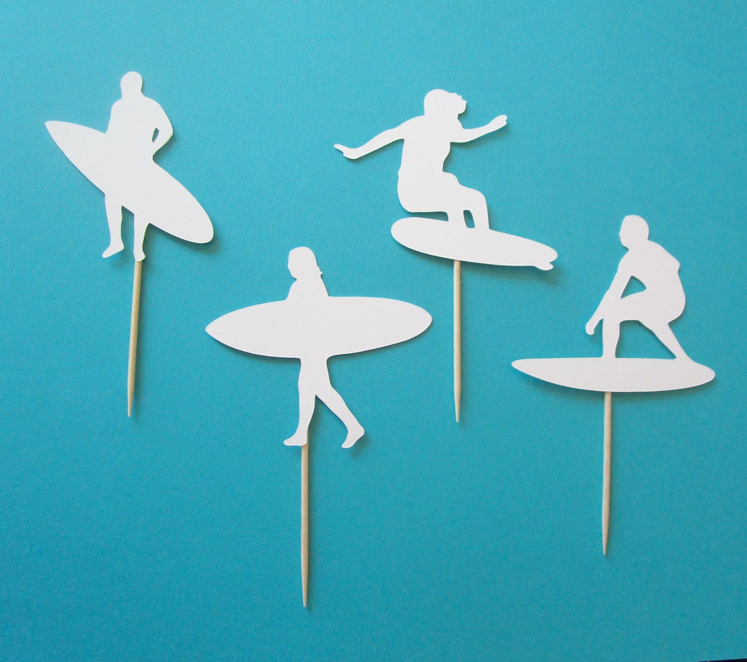Surfer Cupcake Toppers, Surfboard Party Picks (set of 12) - Etsy