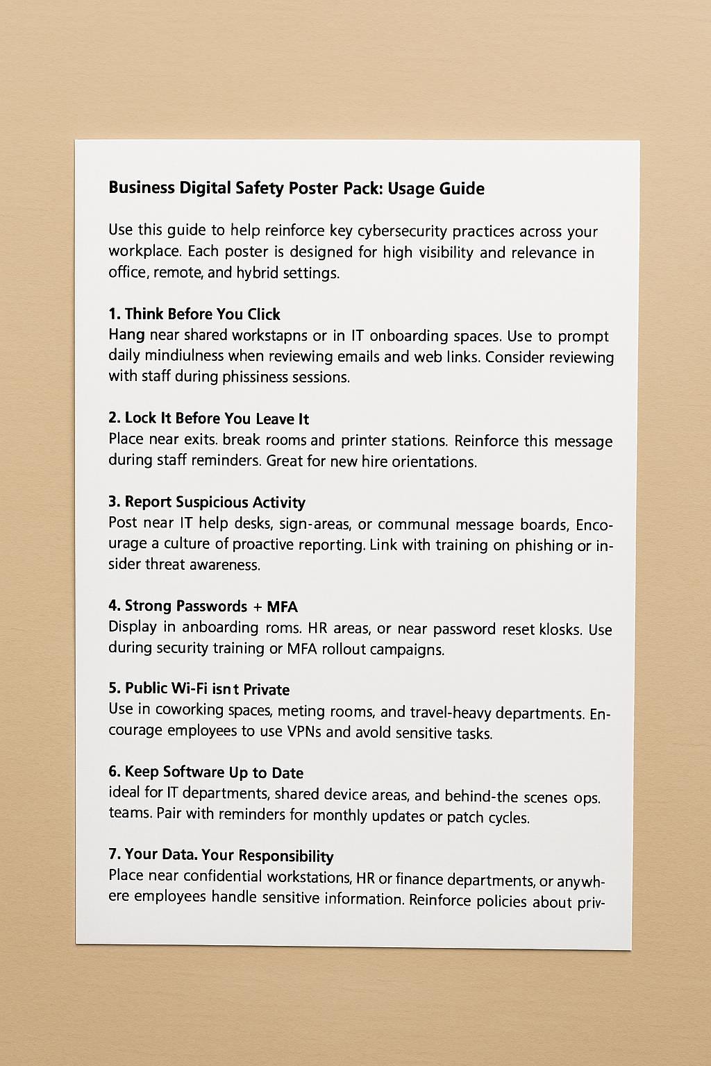 Business Digital Safety Poster Pack – 10 Printable Office Cybersecurity ...