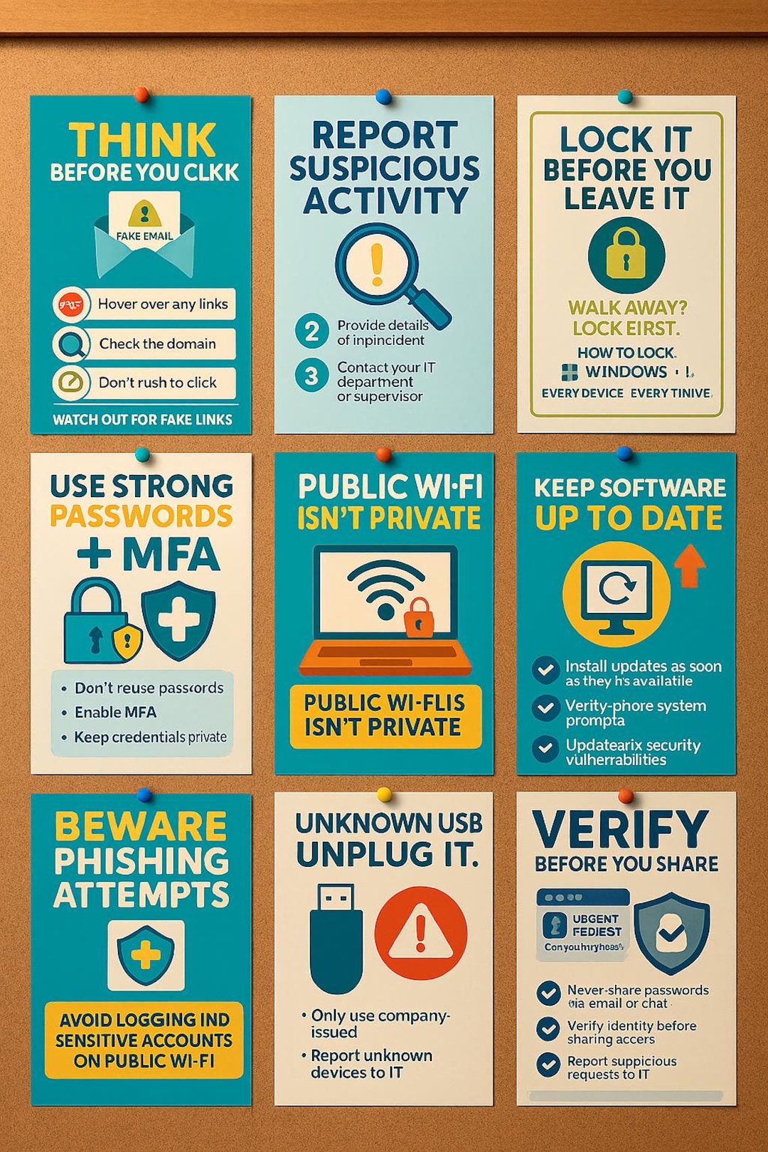 Business Digital Safety Poster Pack – 10 Printable Office Cybersecurity ...