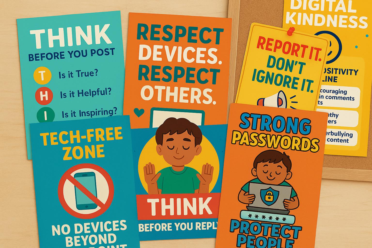 Online Safety Classroom Poster Pack – 7 Printable Tech Rules + Guide ...