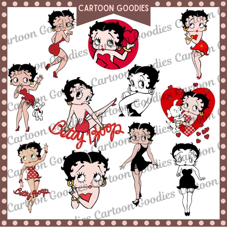 Betty Boop JPG PNG PDF Cartoon Digital File Bundle . Instant Download ...