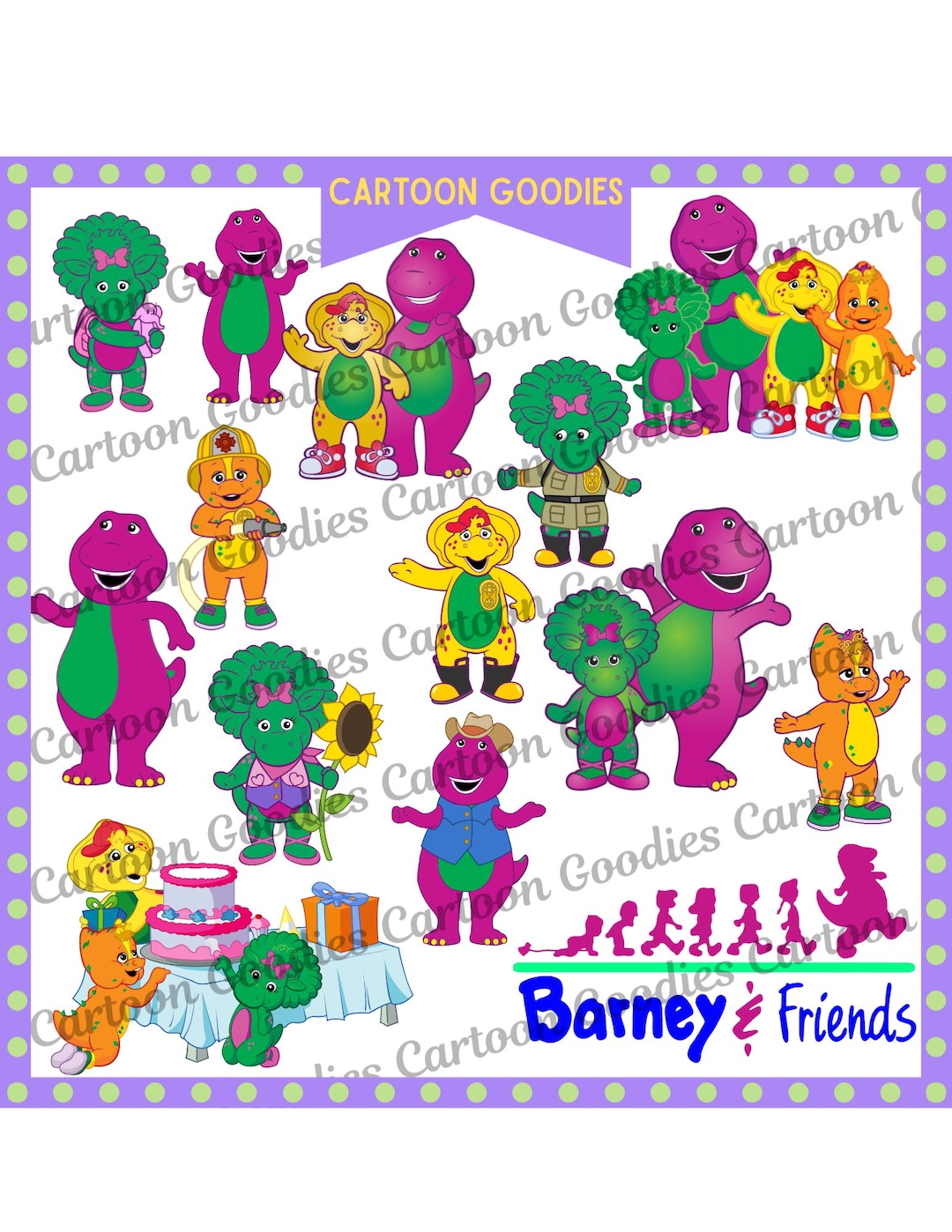 Barney and Friends Clipart Bundle: Cartoon PNG JPG PDF Doc Files ...