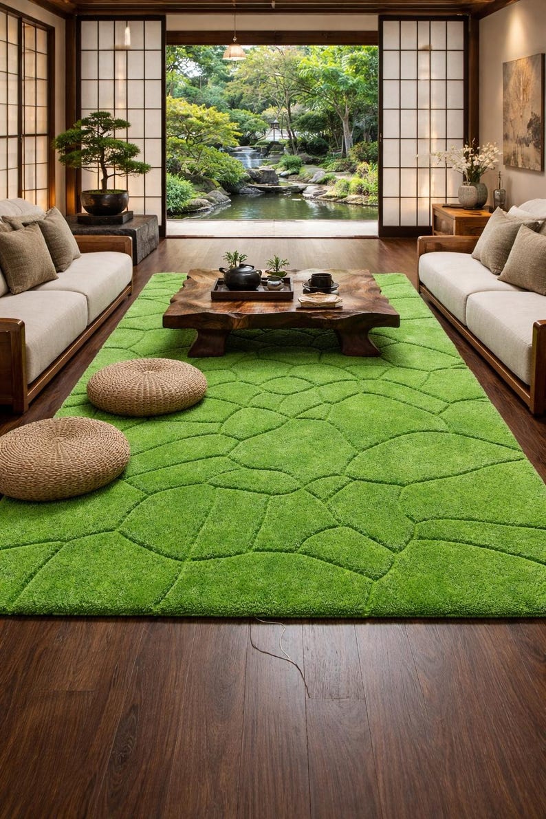 Hand-tufted Wool Moss Rug: Scandinavian Plush Green Carpet - Etsy