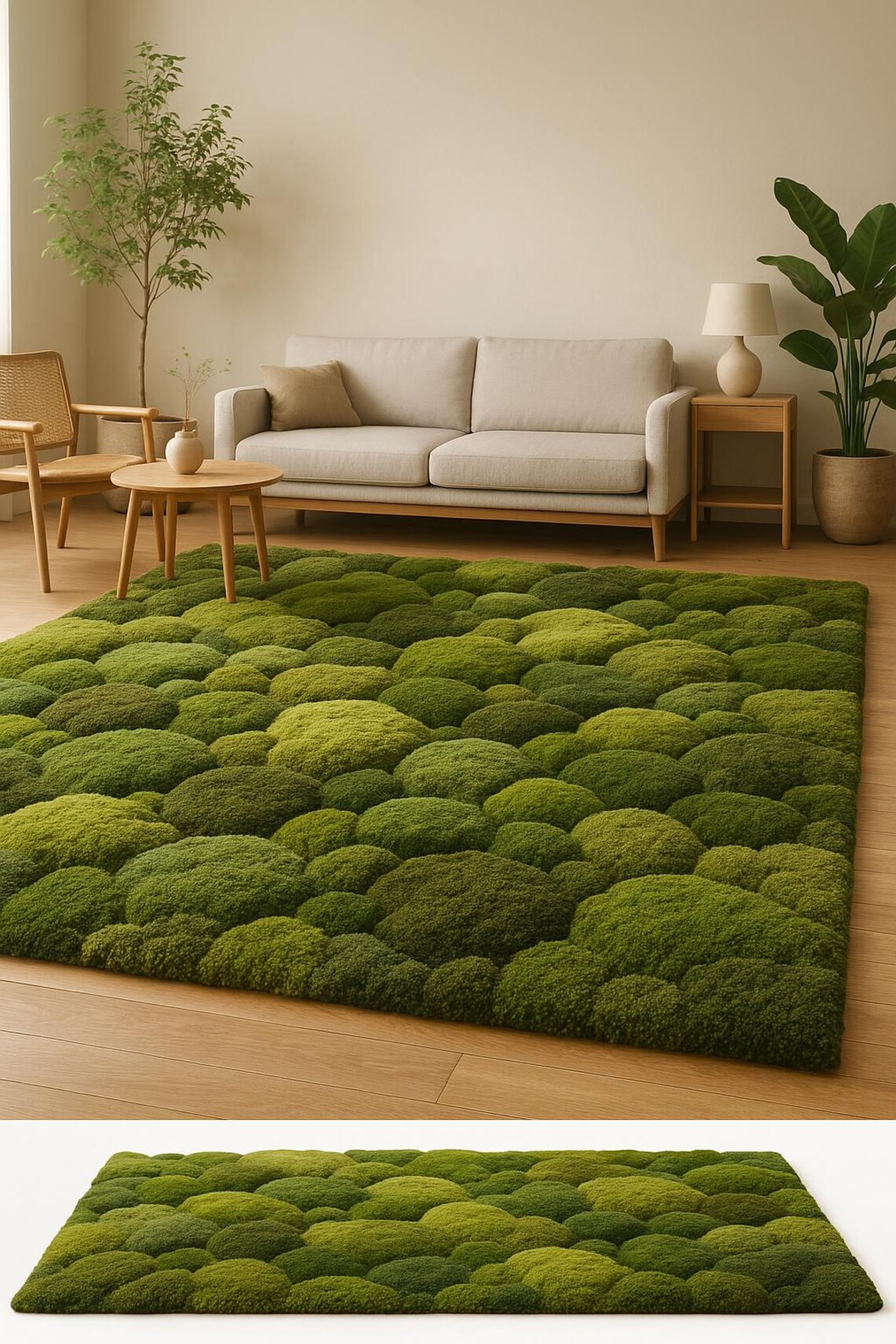 Handmade Moss Rug: Plush Green Tufted Wool Blend Carpet - Etsy