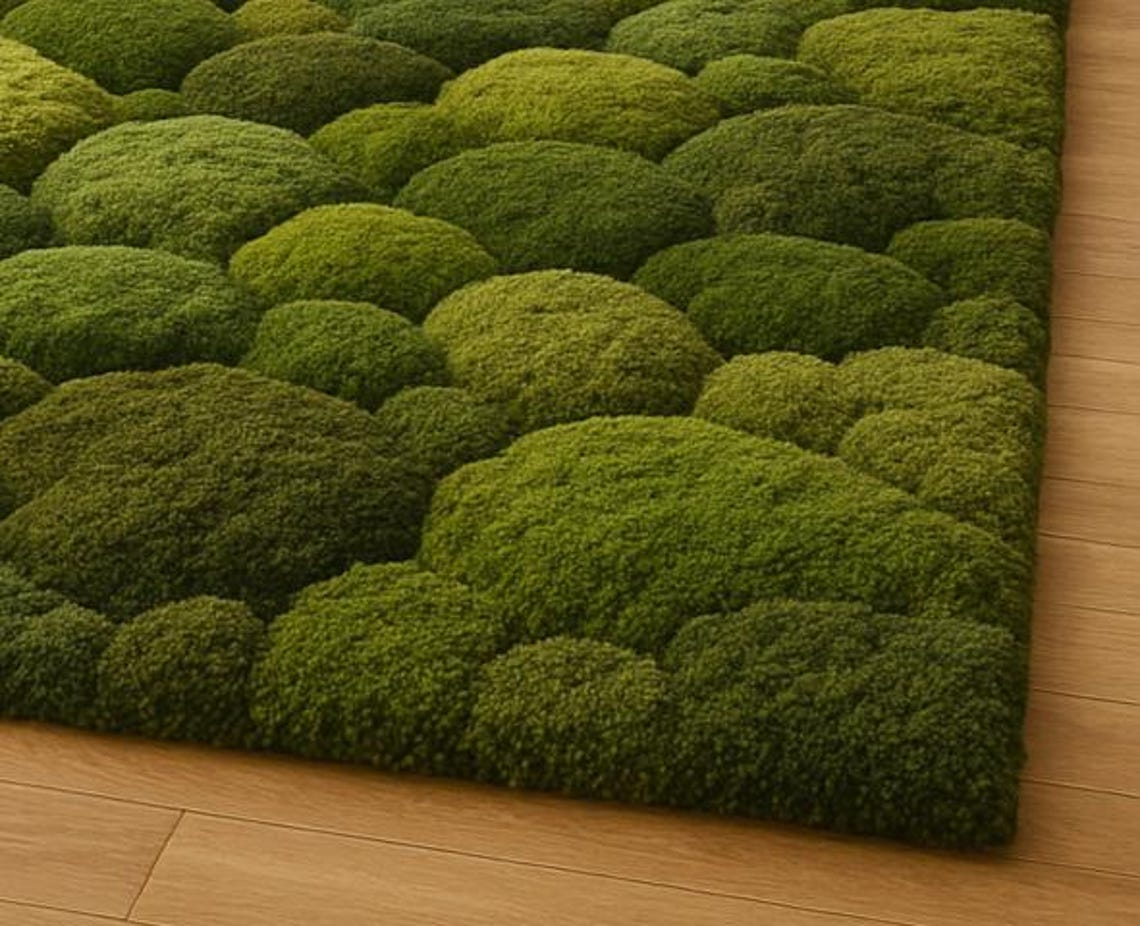 Handmade Moss Rug: Plush Green Tufted Wool Blend Carpet - Etsy