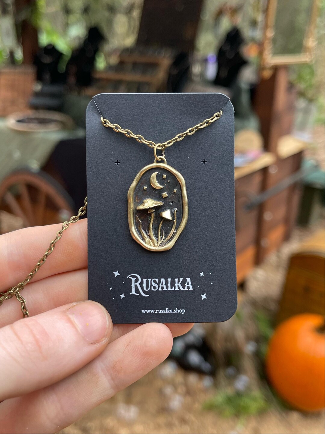 Brass Mushroom Coin Necklace: Vintage Woodland Jewelry - Etsy