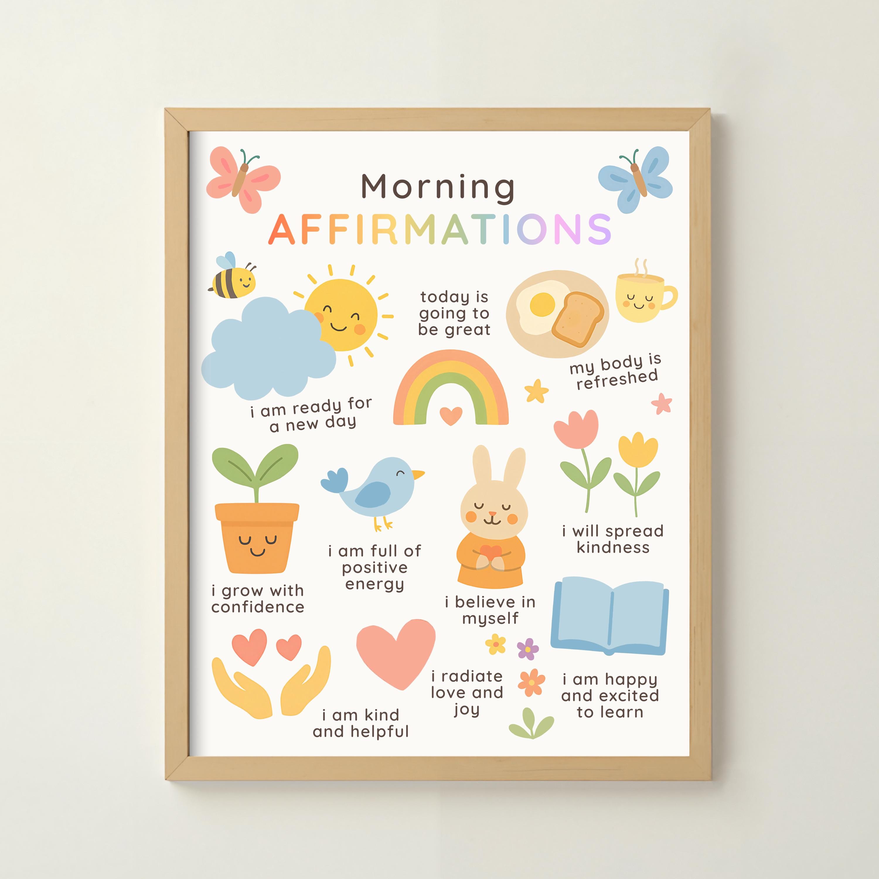 Morning Affirmations Printable Poster for Kids, '' I Am...'' Positive ...