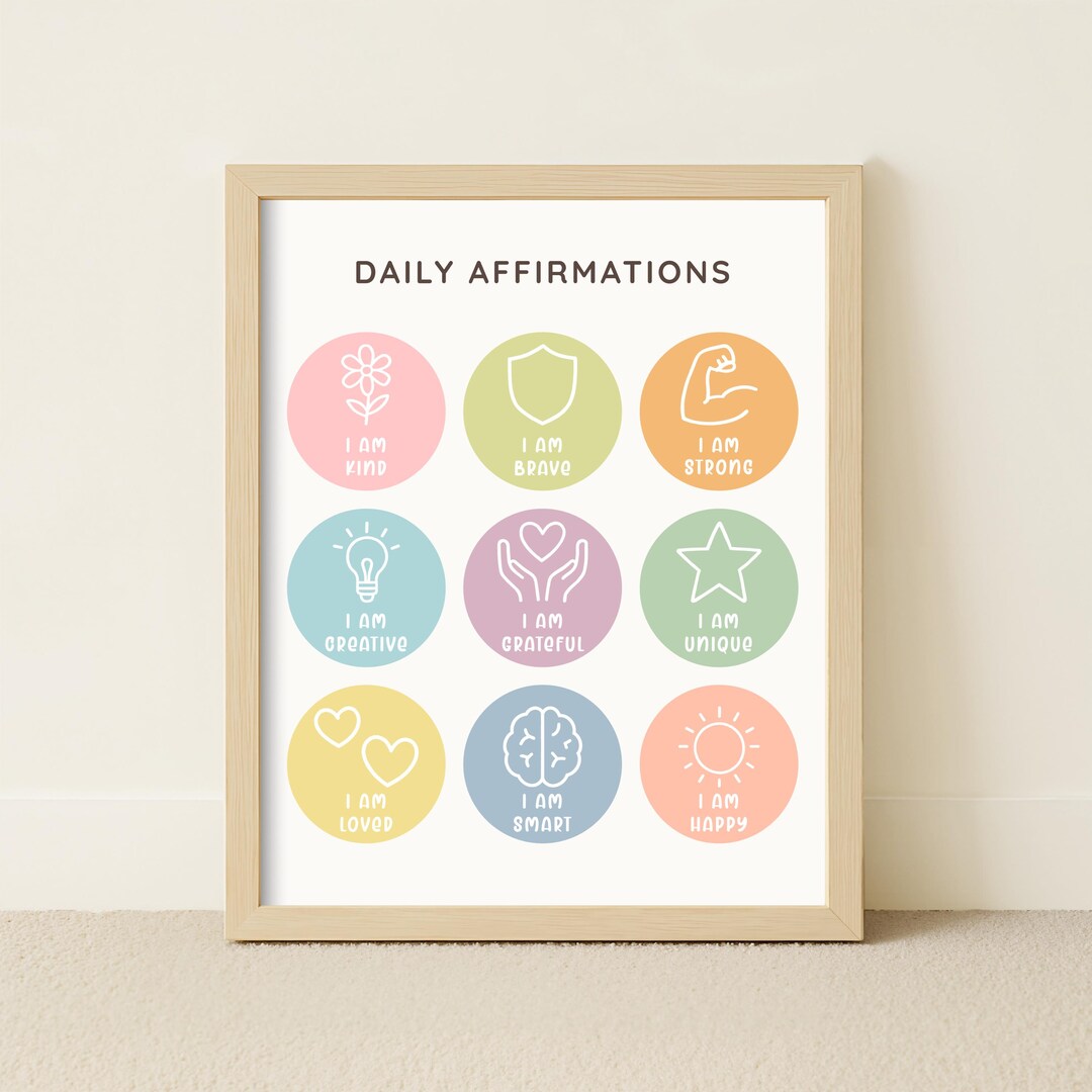 Affiche imprimable des affirmations du jour pour les enfants, Boho ...