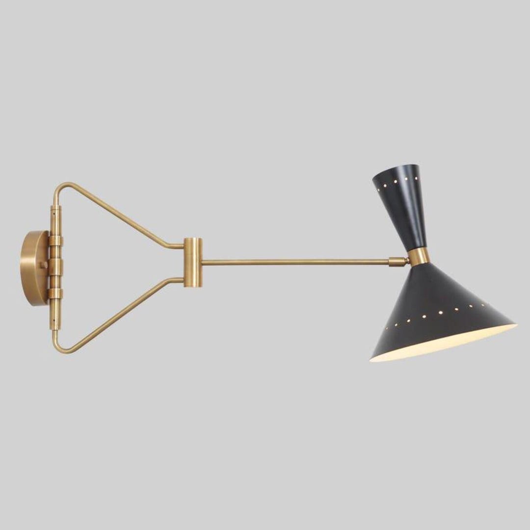 Mid Century Wall Scone Single Shade Articulated Brass Style Brass Wall ...