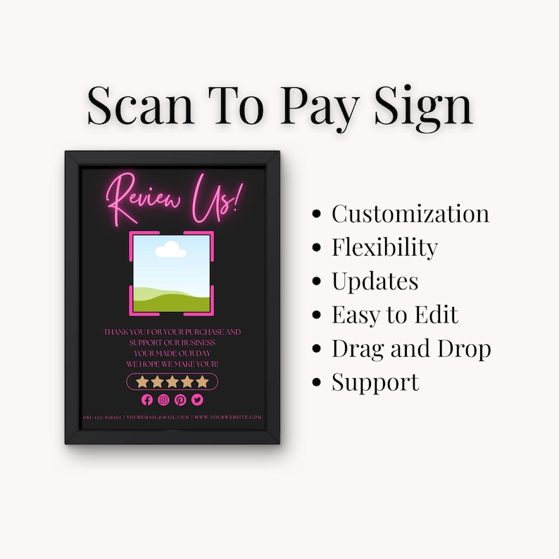 Scan to Pay Sign Template, QR Code Payment, Venmo Zelle Paypal ...